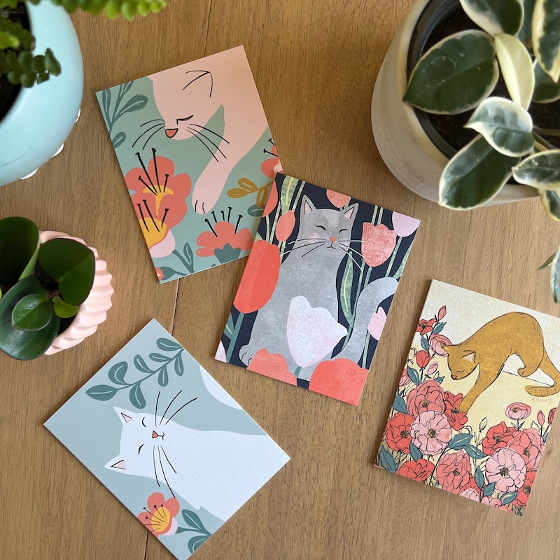 Vintage Cat Card - Etsy