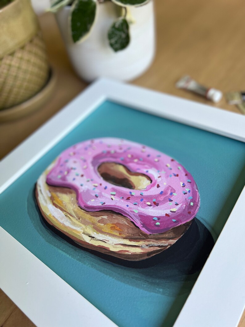 Pink Donut Wall Art Novelty Food Art Print Gift for Donut - Etsy