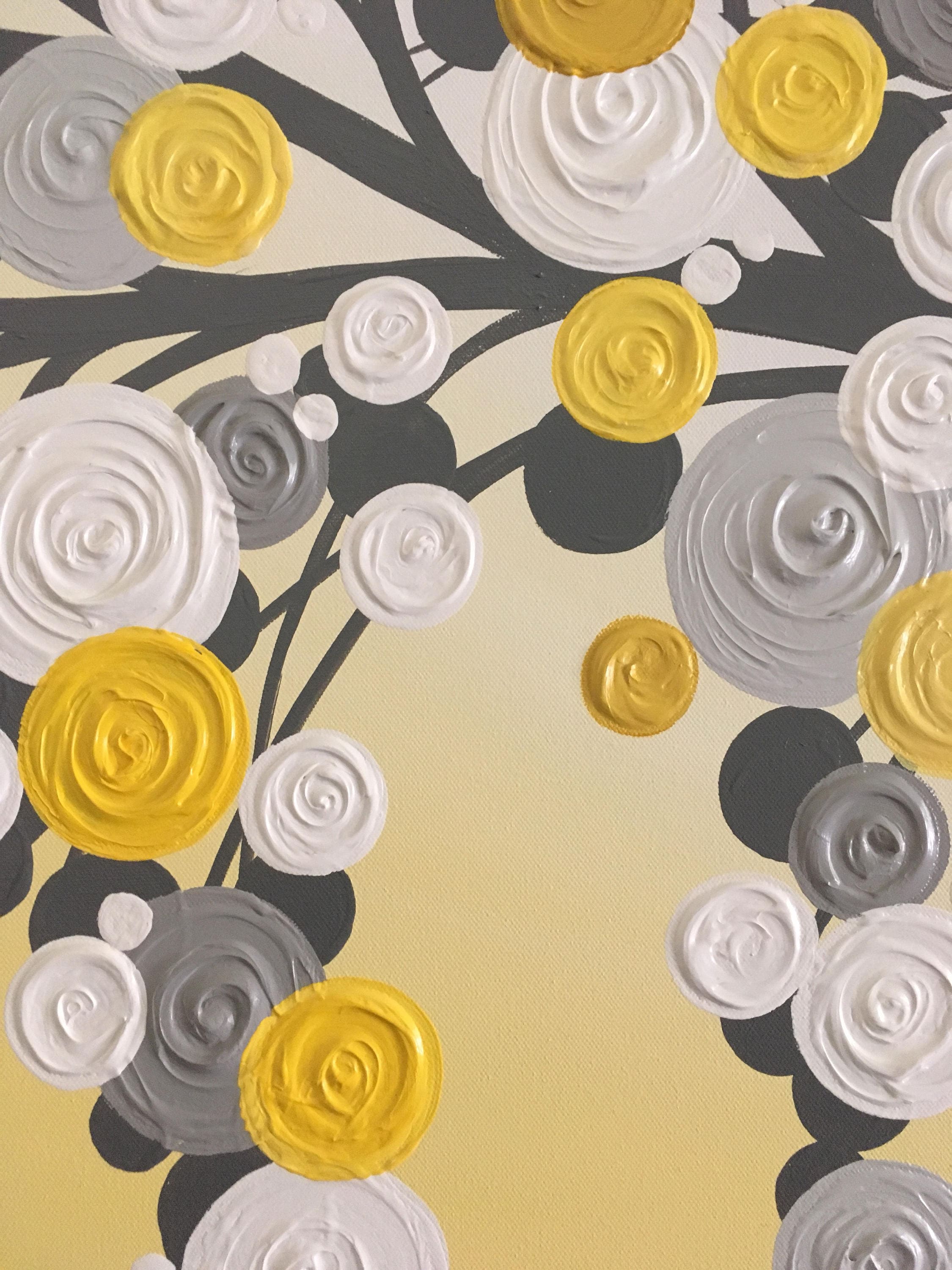 Yellow and Gray Textured Tree Art Diptych Set of Two Custom - Etsy Israel