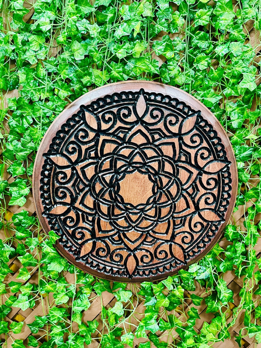 Wine Barrel Mandala Wall Art - CNC Carved - Reclaimed Oak Barrel 22 ...
