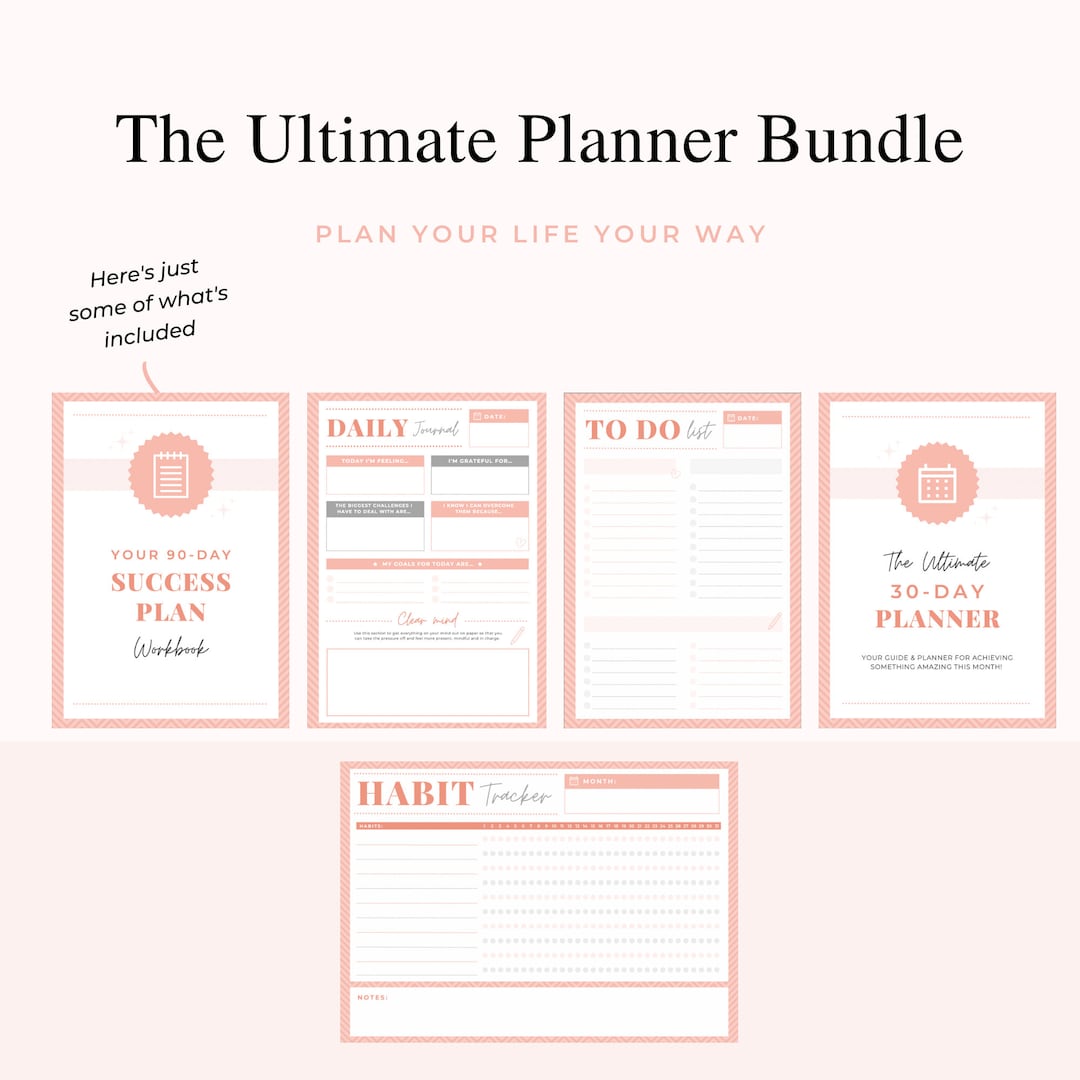 Ultimate Planner Bundle 30 Day Planner/90 Day Success Plan Workbook/ to ...