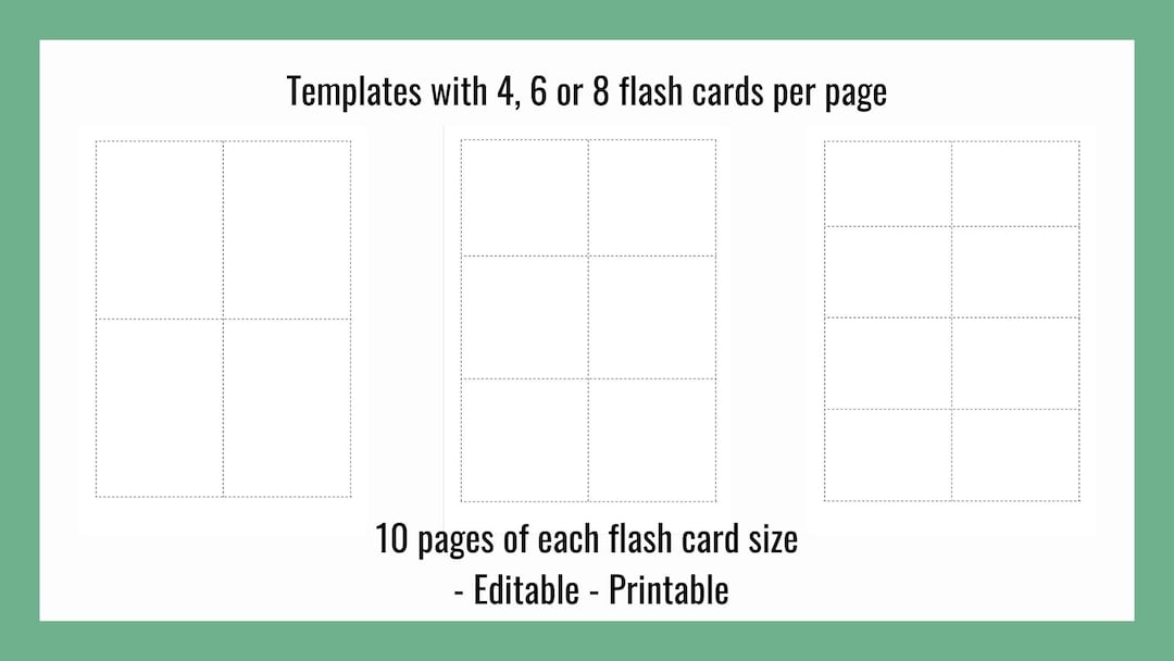 Blank Flashcards Template: Printable Study Cards (digital Download) - Etsy