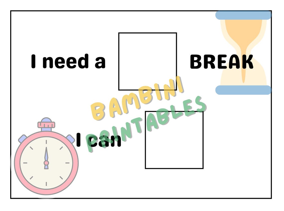 I Need a Break Visual Support | Editable Time & Activity Cards ...
