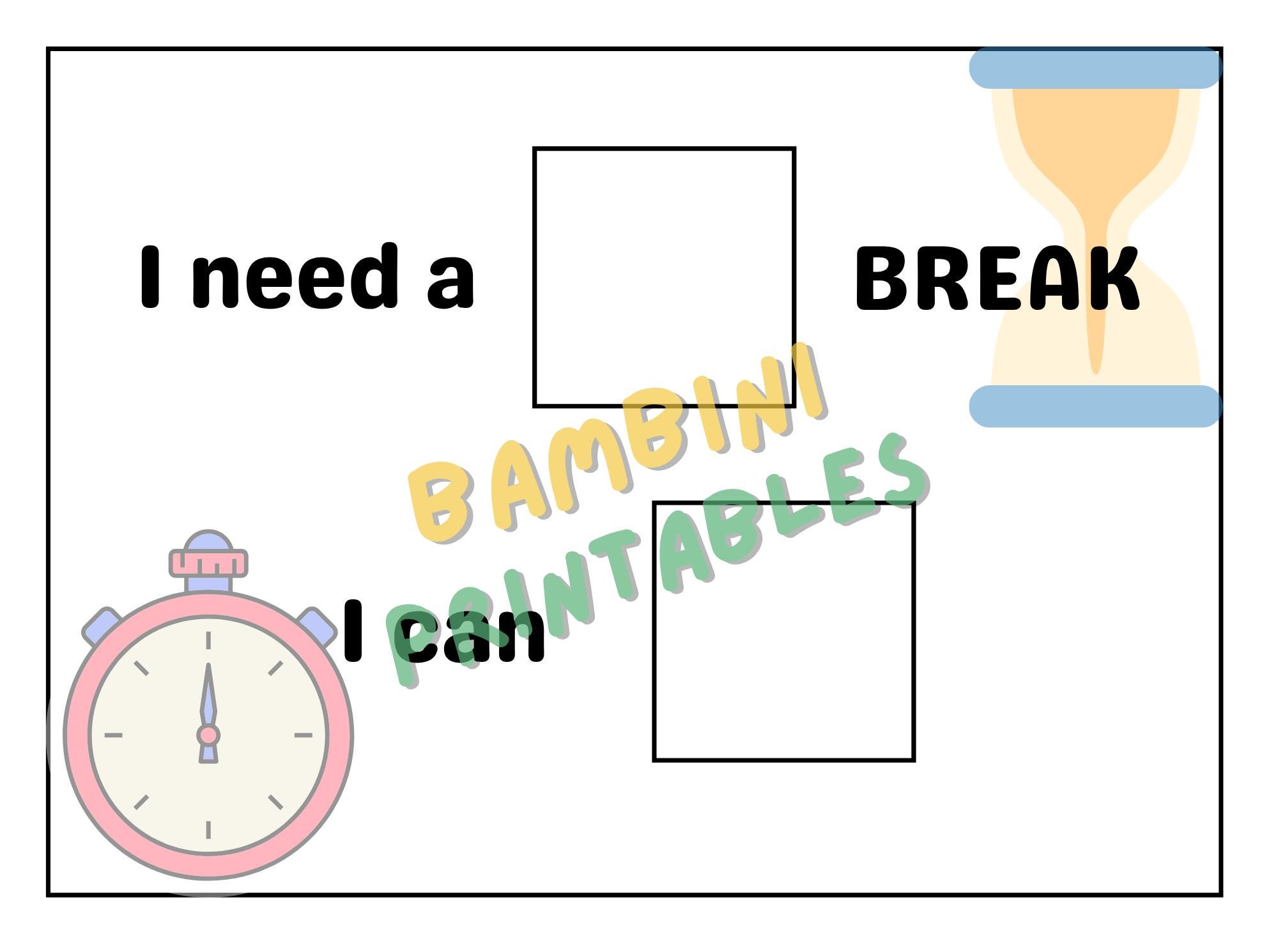 I Need a Break Visual Support | Editable Time & Activity Cards ...