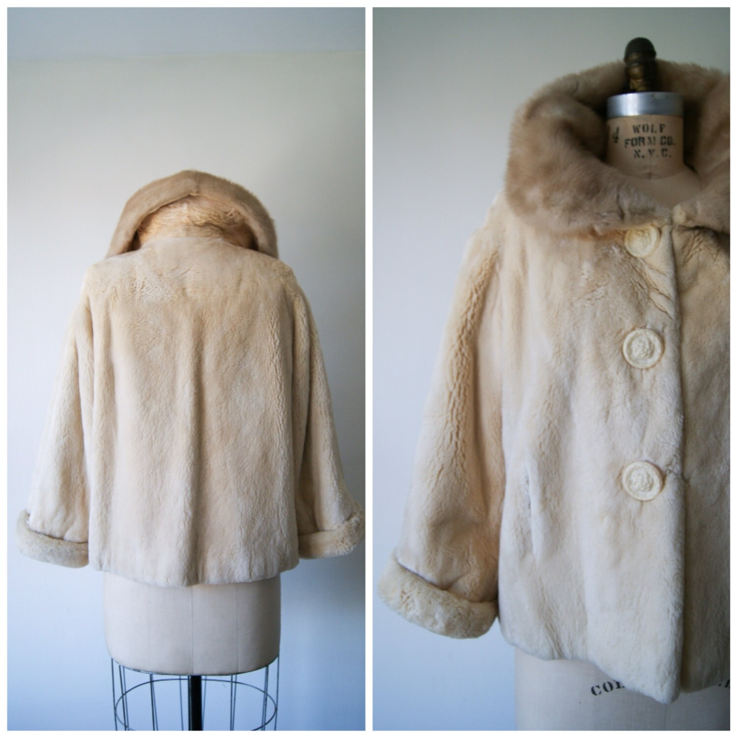 White Fur Coat / Vintage Sheared Mink from the 1960s / Cropped | Etsy