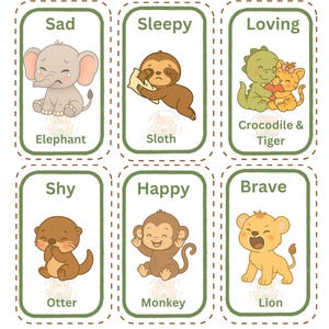 Toddler Emotions Ebook + Flashcards: Jungle Animals Feelings Chart (PDF ...