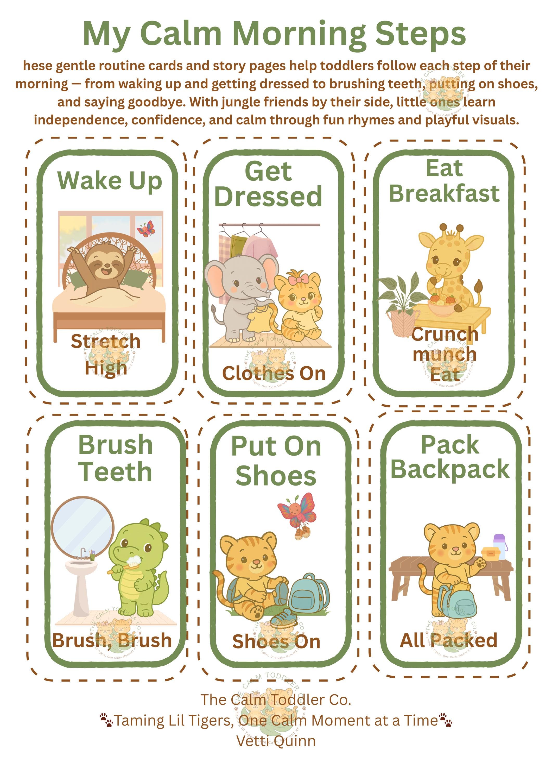 Toddler Morning Routine Bundle Ebook Flashcards and Chart Printable ...