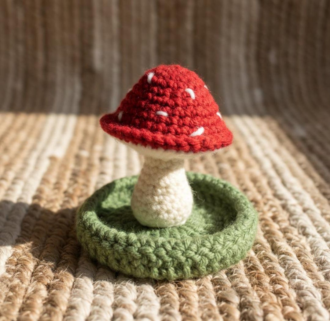 Crochet Mushroom Plushie Pattern, Amigurumi Toadstool Ornament, Cute ...