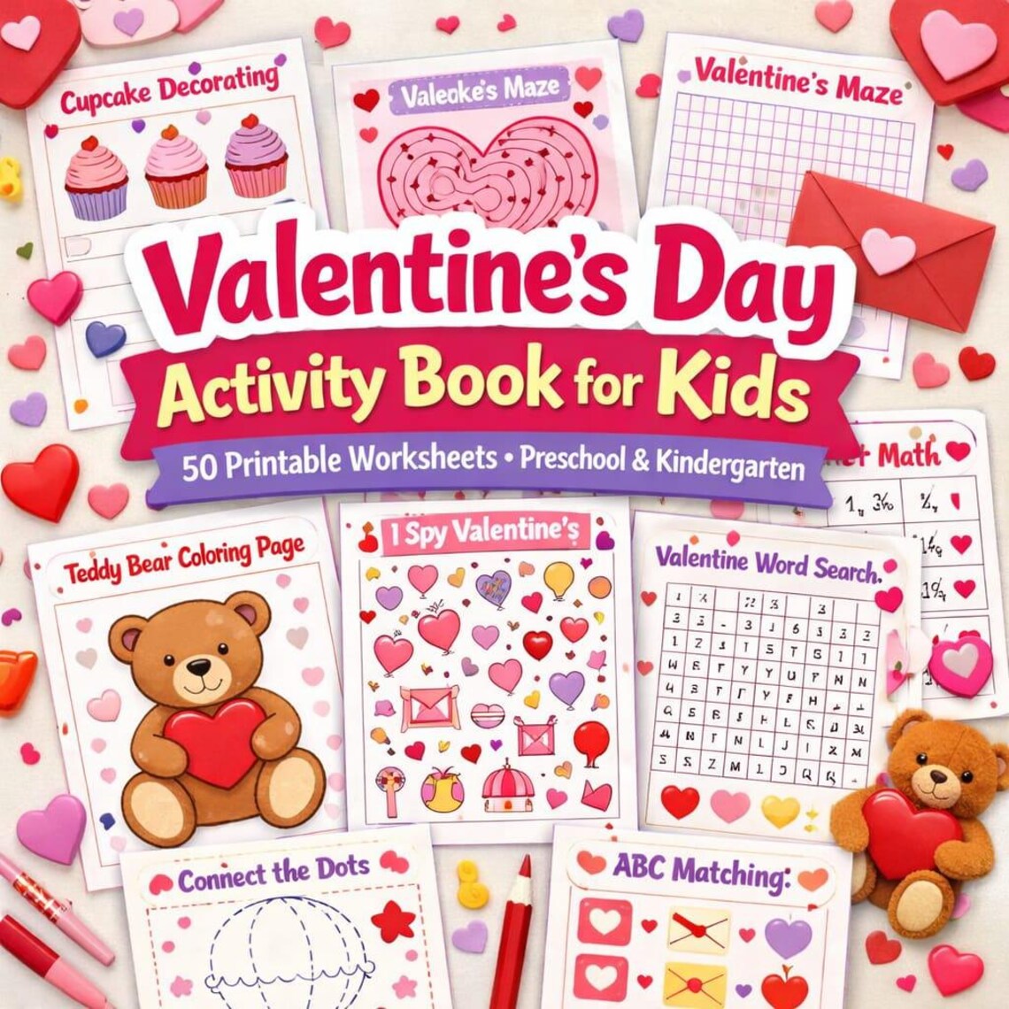 Libro de actividades de San Valentín para niños: hojas de trabajo ...