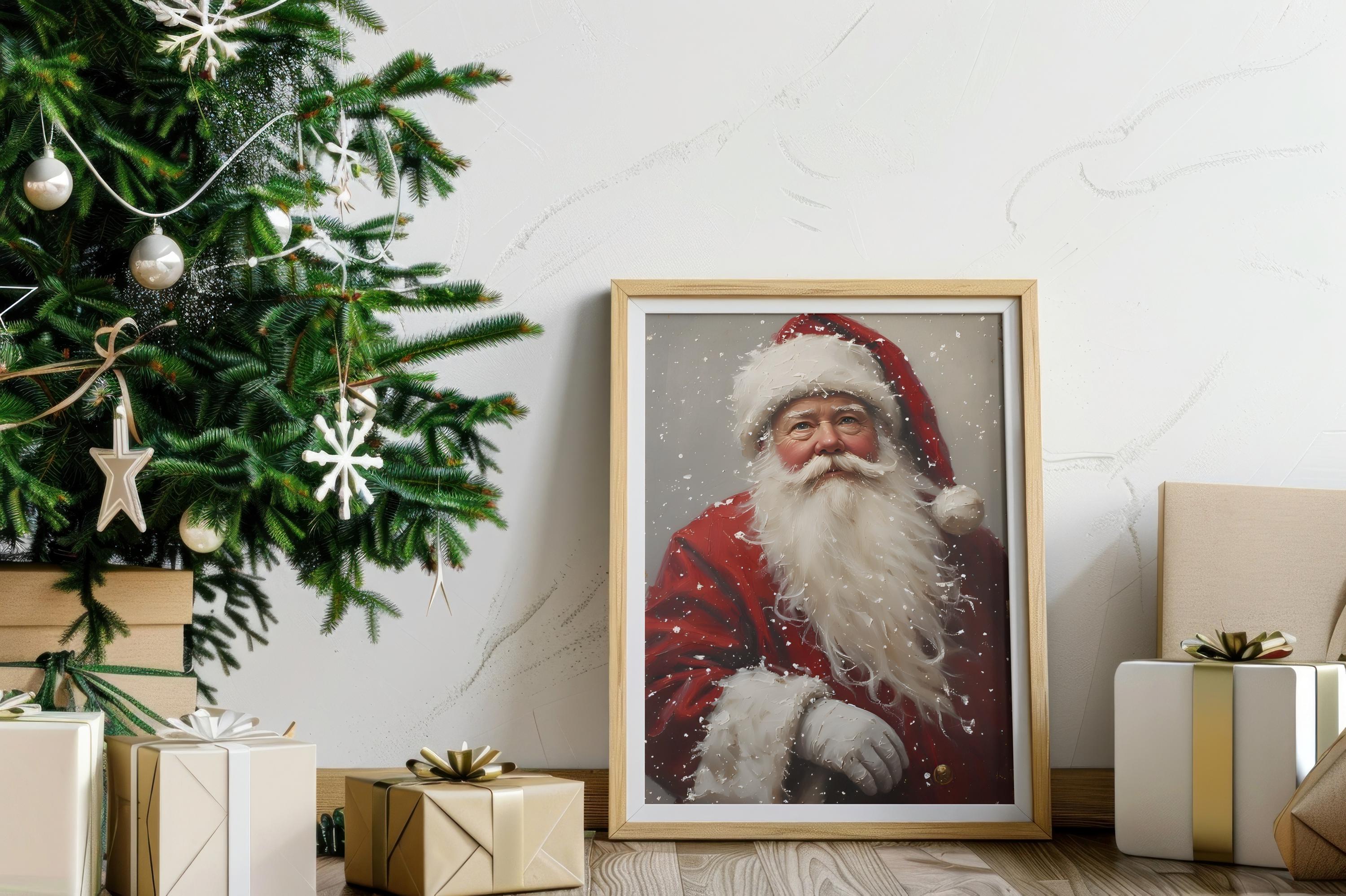 Vintage Santa Claus Wall Art | Christmas Holiday Print | Printable ...