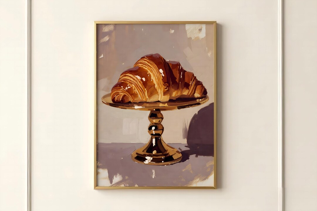 Printable Croissant Art Print | Kitchen Wall Decor | Vintage Bakery ...