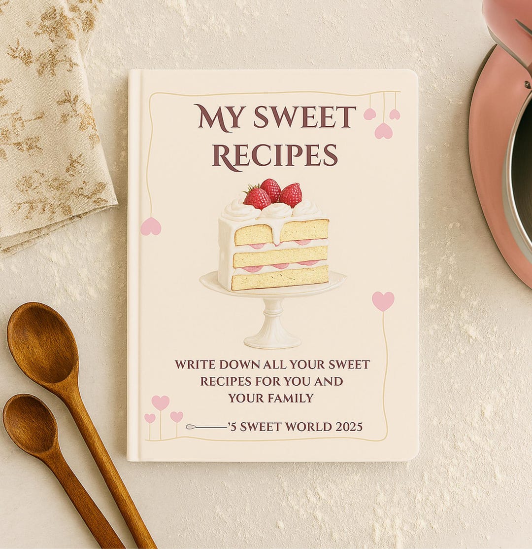 Printable A5 Dessert Recipe Template: Watercolour Design (digital PDF ...