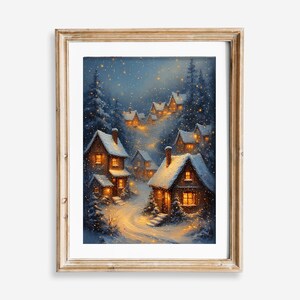 Vintage Christmas Village Digital Print | Cozy Winter Printable Wall ...