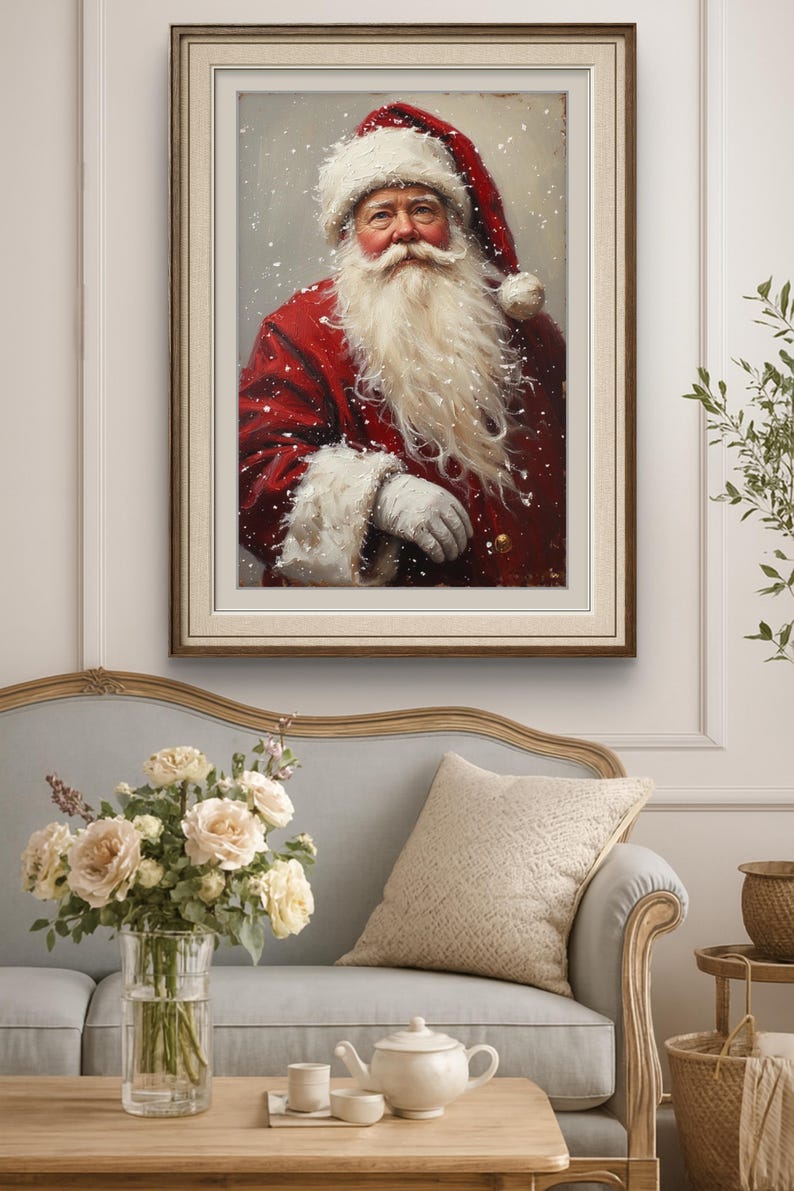 Vintage Santa Claus Wall Art | Christmas Holiday Print | Printable ...