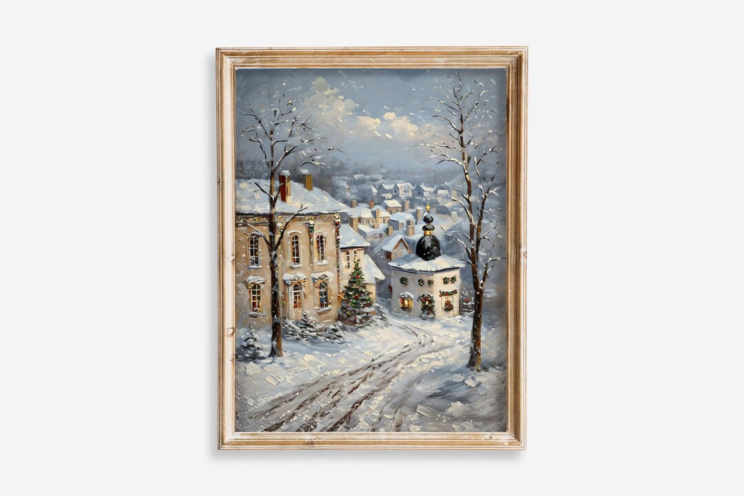 Victorian Christmas City View Print | Snowy Winter Landscape (digital ...