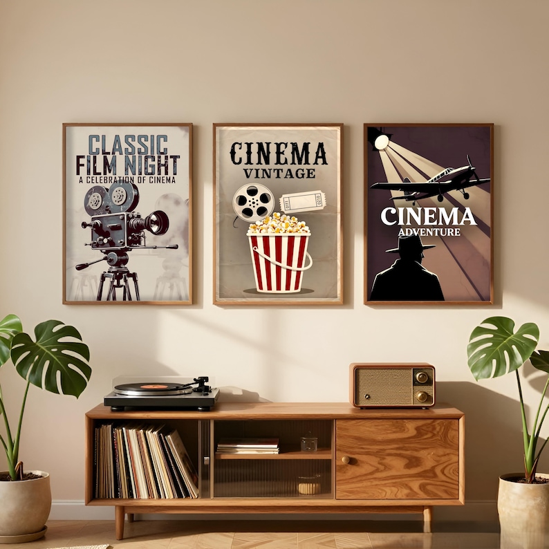Vintage Cinema Poster Set | Retro Film Prints (digital Print) - Etsy