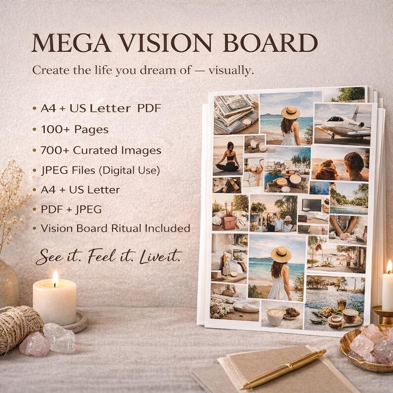 Mega Vision Board Printable | Luxury Lifestyle, Travel, Success ...