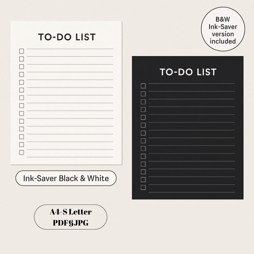 Printable To-do List Black-white A4 US Letter,minimal Planner Page, PDF ...