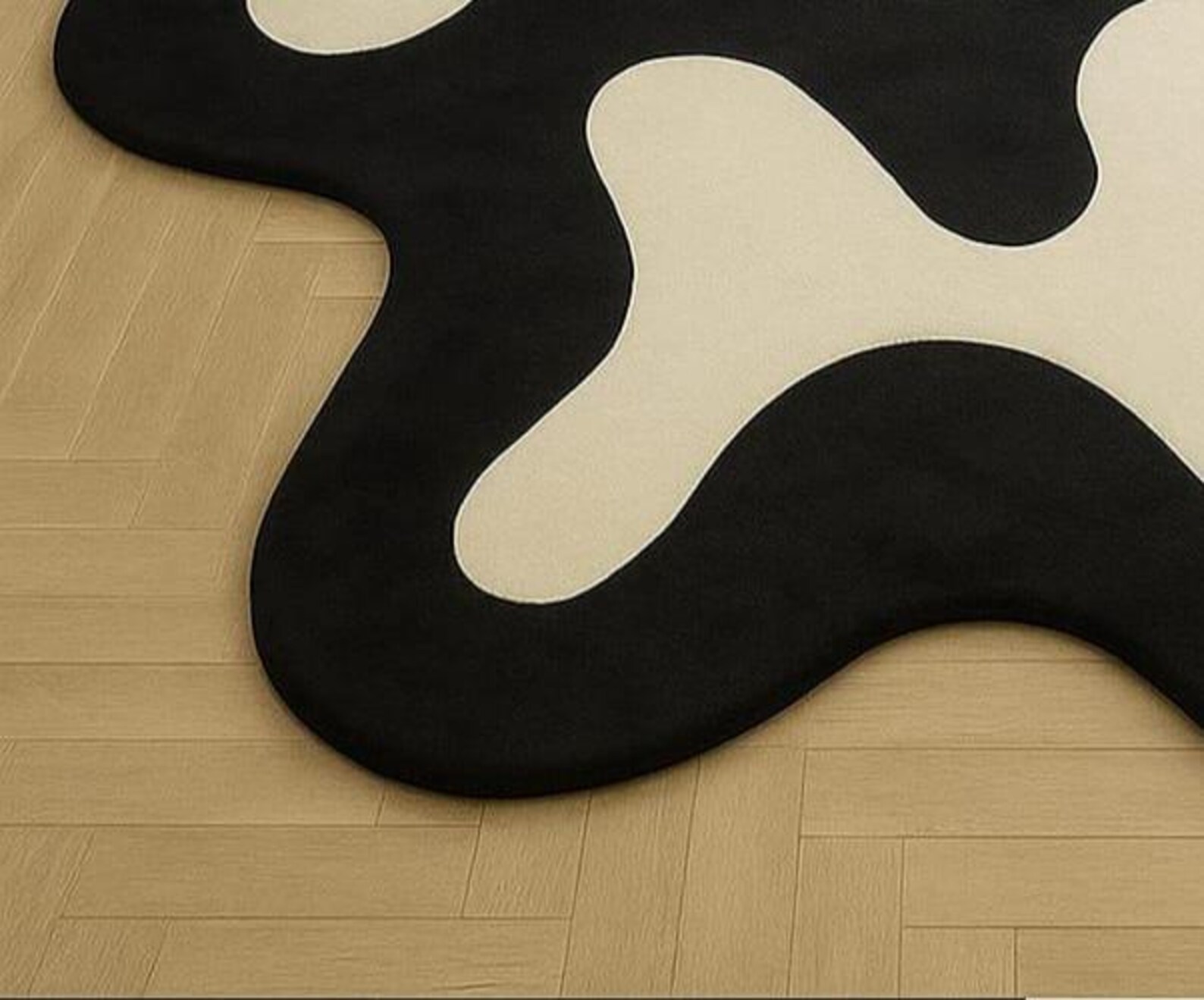 Modern Black and White Abstract Rug - Irregular Wavy Carpet (5x7 Ft) - Etsy