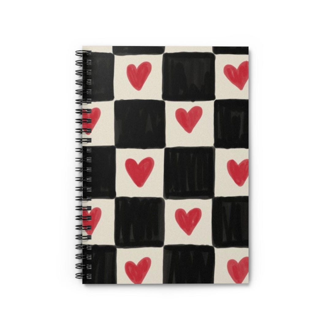 Heart Pattern Checkerboard Spiral Notebook – Journaling, Note-taking - Etsy