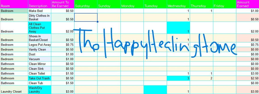 Children's Fillable Chore List and Timesheet - Etsy Australia