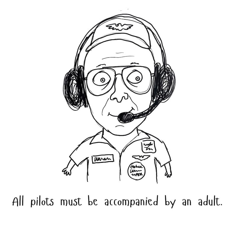 All Pilot Must Be Accompanied by an Adult Tee, Pilot Humor T-shirt ...