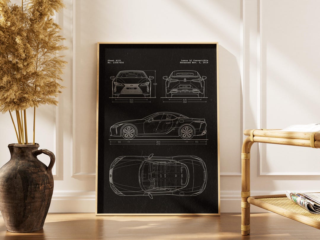 Lexus LC Convertible Print Wall Art Poster Blueprint, Patent Print, JPG ...