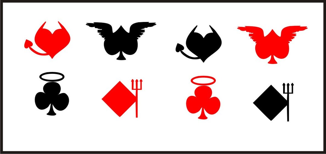 Card Suits Angel or Devil Choose Color Sized for Helmet to Car Window ...