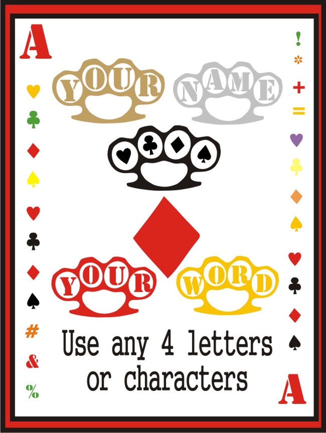 Custom Personalized Brass Knuckles You Pick Size Helmet or Window Decal ...