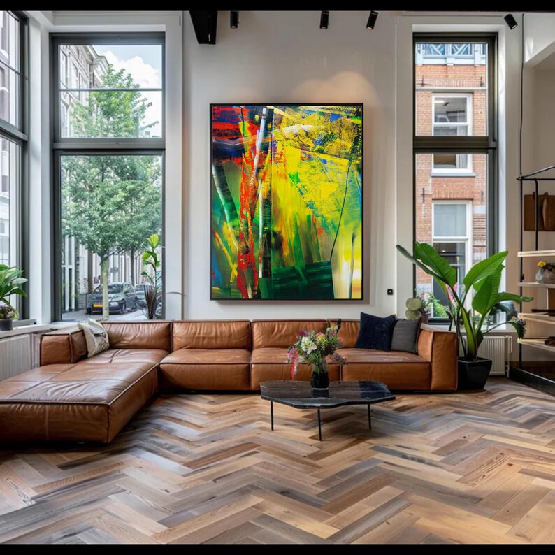 Gerhard Richter Style Abstract Canvas Art: Modern Print, Home & Office ...
