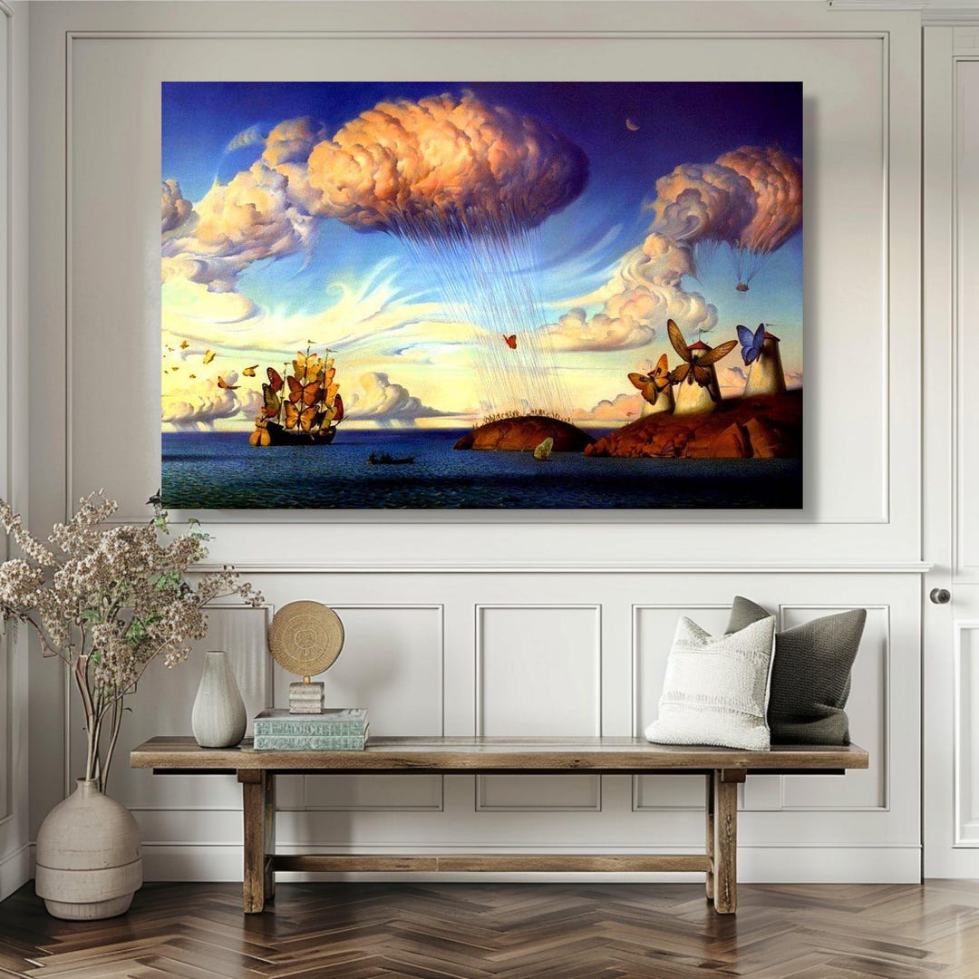 Vladimir Kush Surreal Canvas Art: Butterfly Windmills, Dreamlike ...