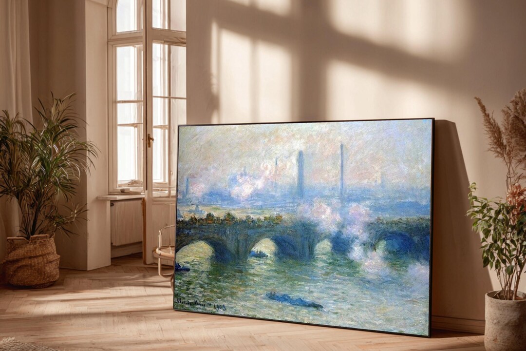 Claude Monet Impressionist Bridge Canvas, Vintage River Landscape Wall ...