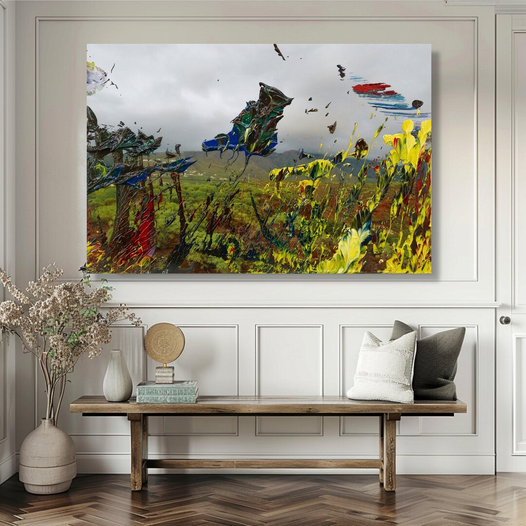 Gerhard Richter Style Abstract Canvas Art: Modern Print, Home & Office ...
