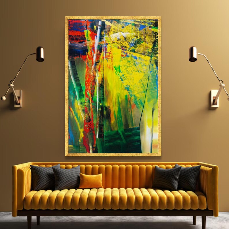 Gerhard Richter Style Abstract Canvas Art: Modern Print, Home & Office ...