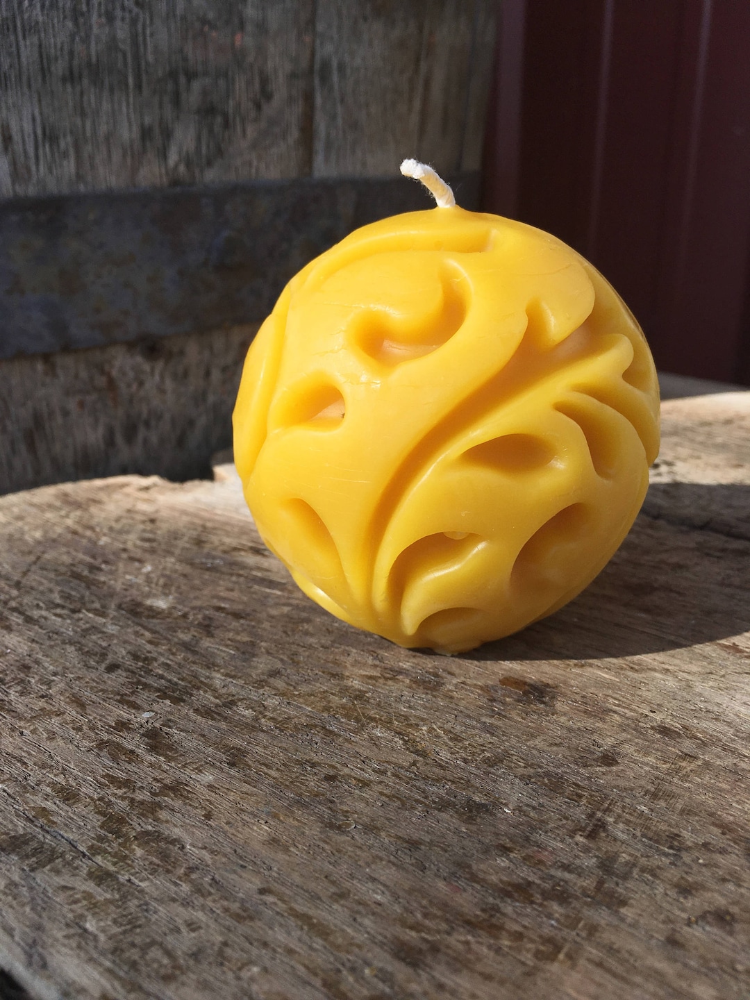 Round Swirled Pillar Beeswax Candle - Etsy