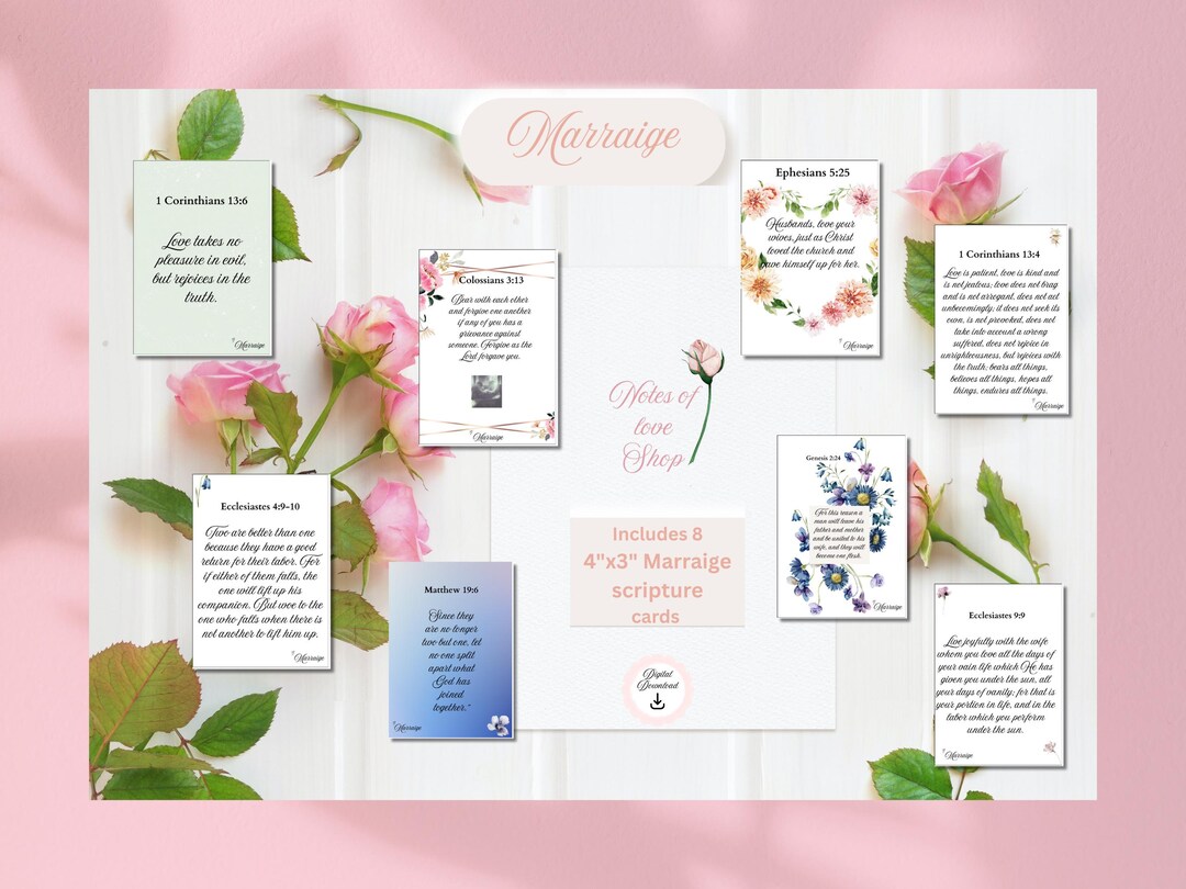 Marriage Scripture Cards: Prayer Verses, Set of 8 (digital Download) - Etsy