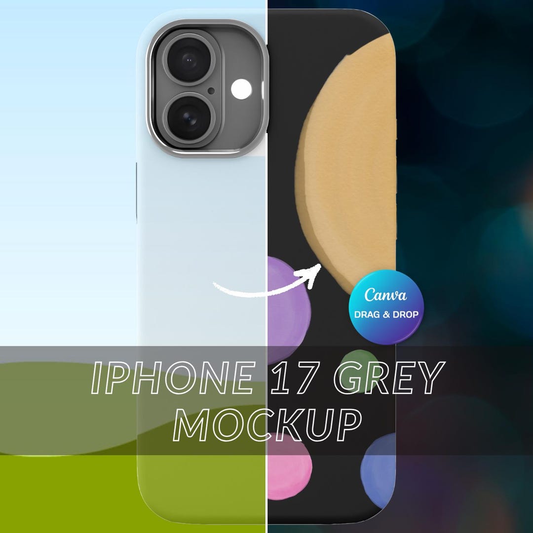 IPhone 17 Grey Case Mockup: High-resolution Canva Template (digital ...