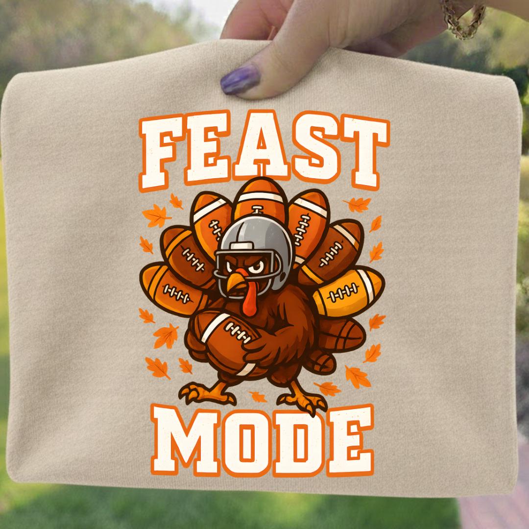 Feast Mode Turkey PNG | Vintage Fall Football Thanksgiving Design ...