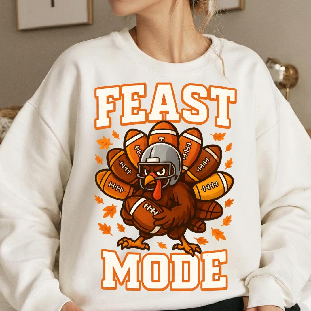 Feast Mode Turkey PNG | Vintage Fall Football Thanksgiving Design ...