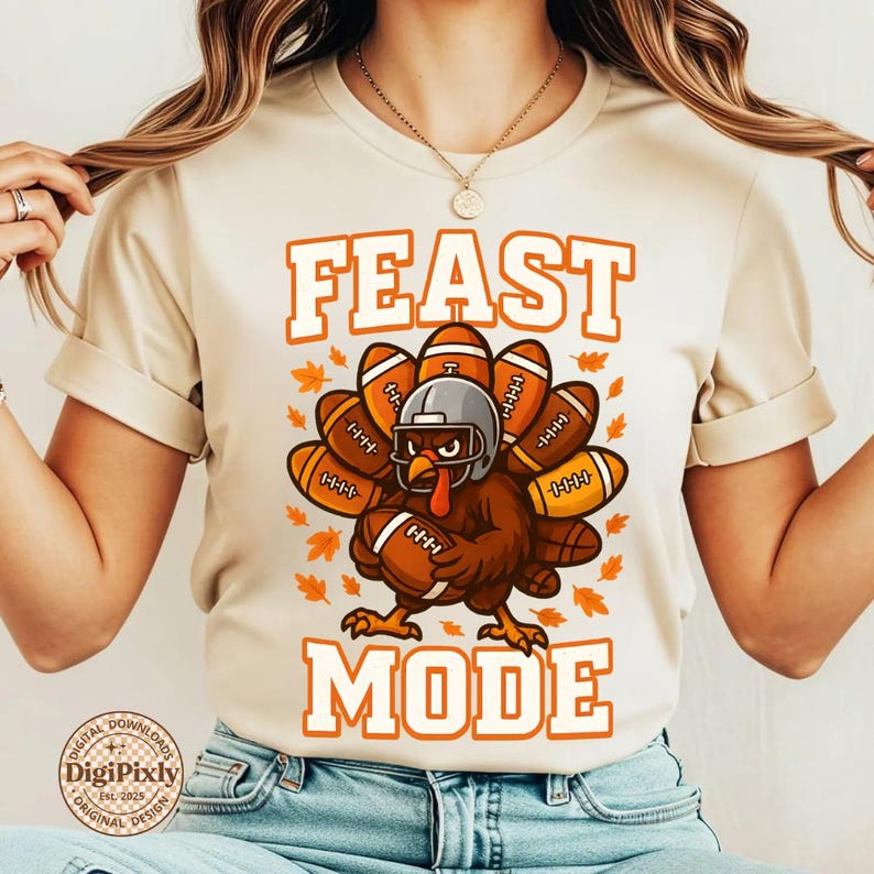 Feast Mode Turkey PNG | Vintage Fall Football Thanksgiving Design ...