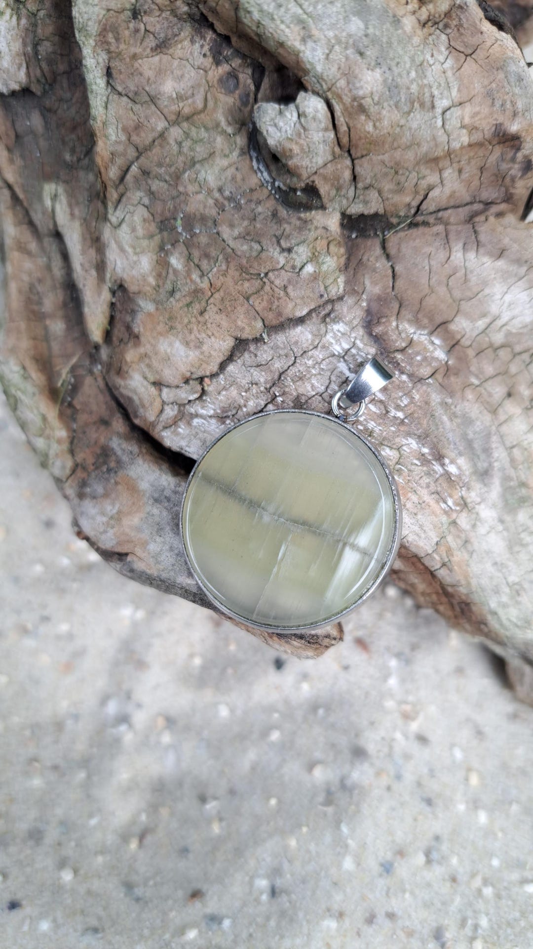 Bright Baltic Sea Jade Amulet 25 Mm / Chain Pendant Fibrous Limestone ...