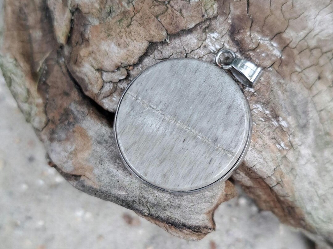 Grey Baltic Sea Jade Amulet 25 Mm / Chain Pendant Fibrous Limestone ...