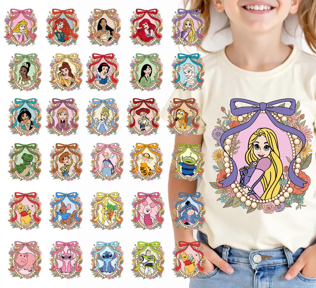 Coquette Mirror Cartoon Characters PNG Bundle, Retro Coquette Bow Png ...