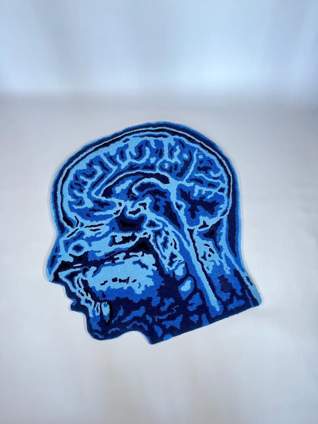 MRI Brain Scan Rug | Custom Tufted Human Anatomy Art | Blue Abstract ...