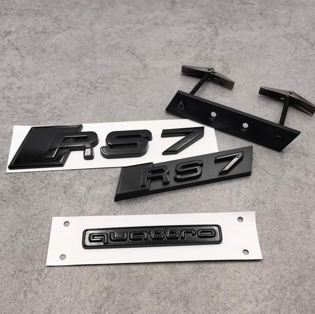 Audi RS7 SET Premium Gloss All Black RS7 and Quattro Emblem Set Rear ...