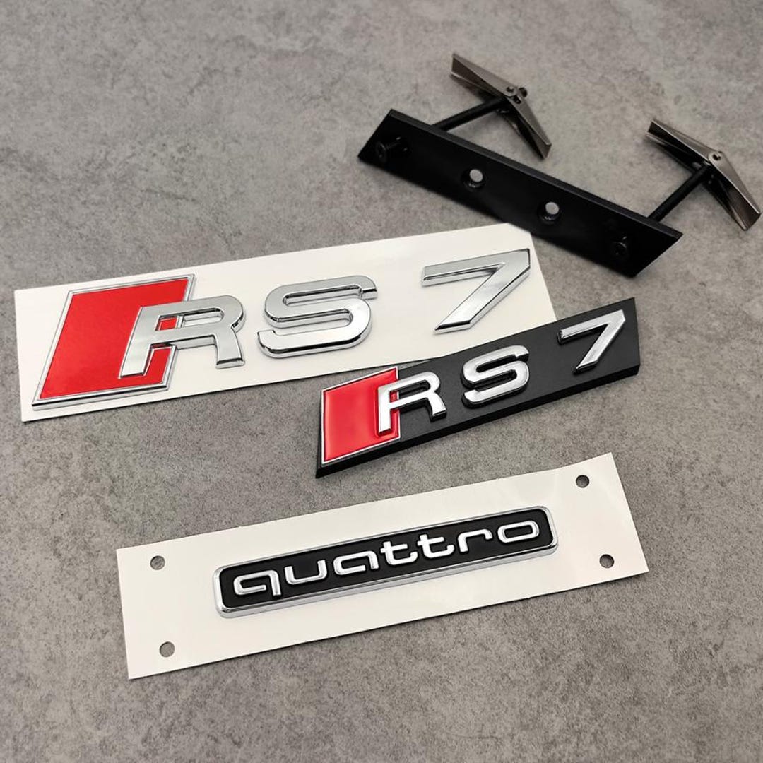 Audi RS7 SET Premium Chrome RS7 and Quattro Emblem Set Rear Badge ...
