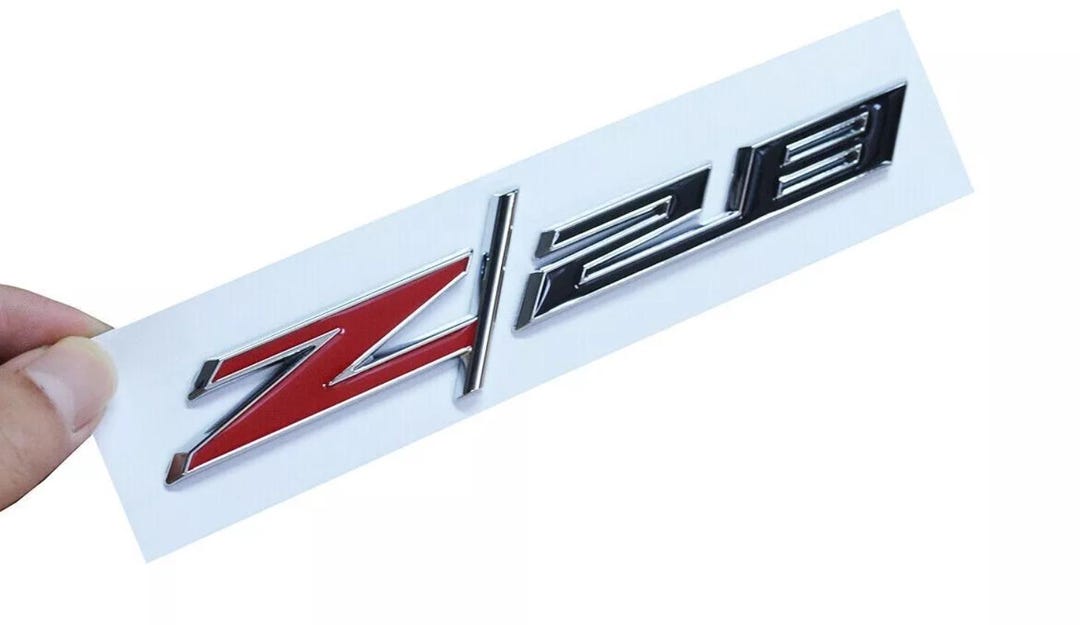For Chevrolet Z28 Camaro Door and Tailgate Emblems Set of 1pc Black Red ...