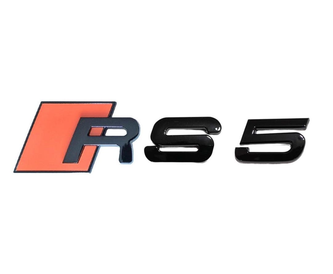 Audi RS5 Glossy Black 3D Rear Trunk Emblem Badge ORANGE Logo ...