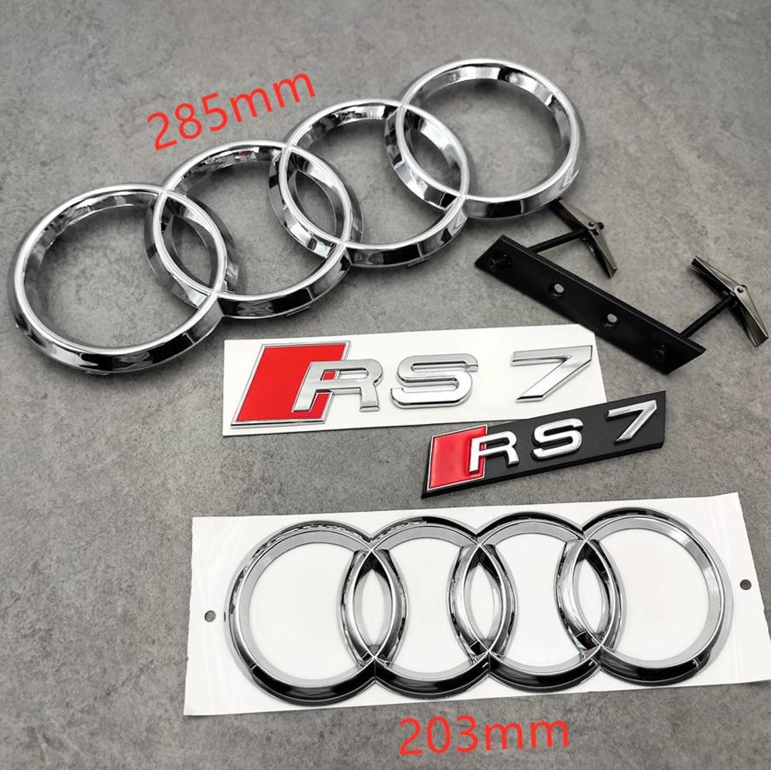 Audi RS7 SET Premium Chrome Emblem 285mm Front Rings and 203mm Rear ...