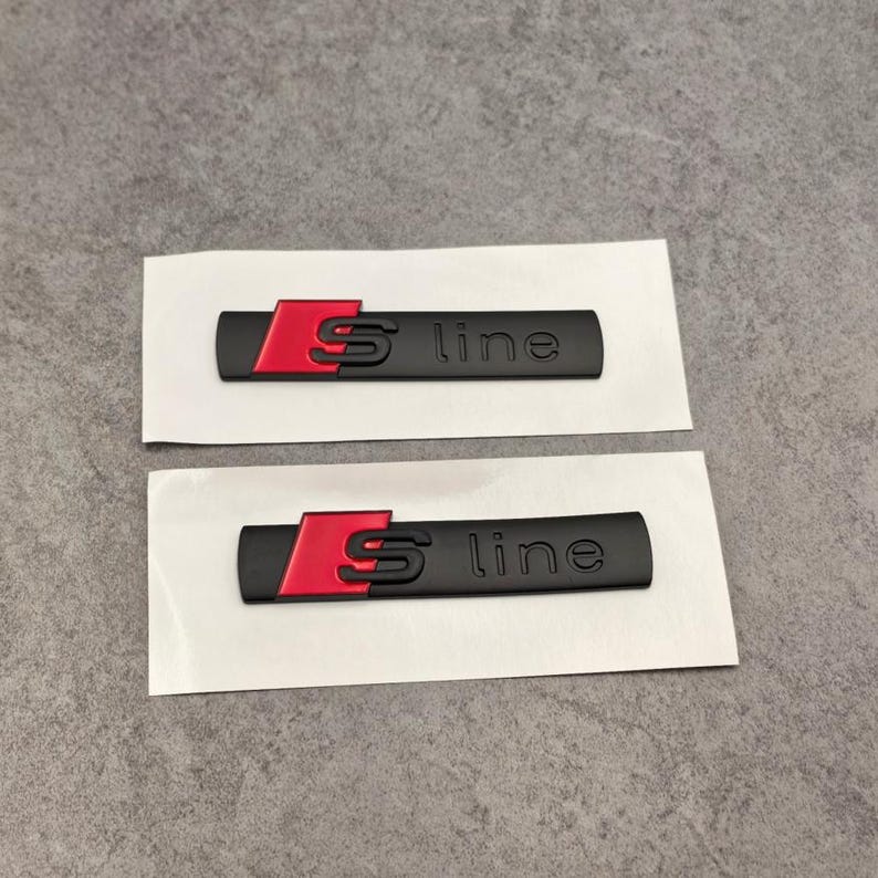 Audi S-LINE Side Emblems Matte Black 7.3cm Set of 2 Fender Badges Car ...